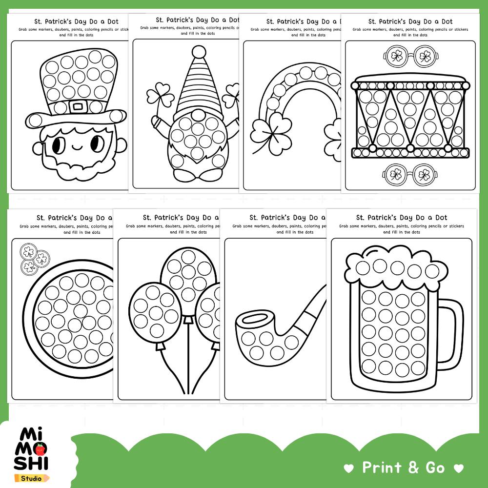 St. Patrick’s Day Do a Dot Coloring Pages | Bingo Dauber Worksheets ...