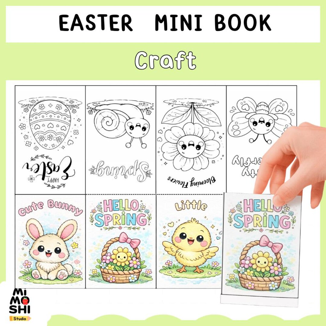 Easter Mini Book Craft Printable | Spring Coloring Activity | Kids ...