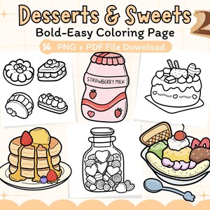 Desserts & Sweets [2] Coloring Pages | Bold and Easy Coloring Book ...