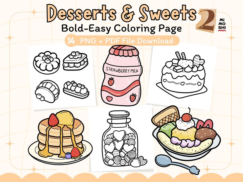 Desserts & Sweets [2] Coloring Pages | Bold and Easy Coloring Book ...