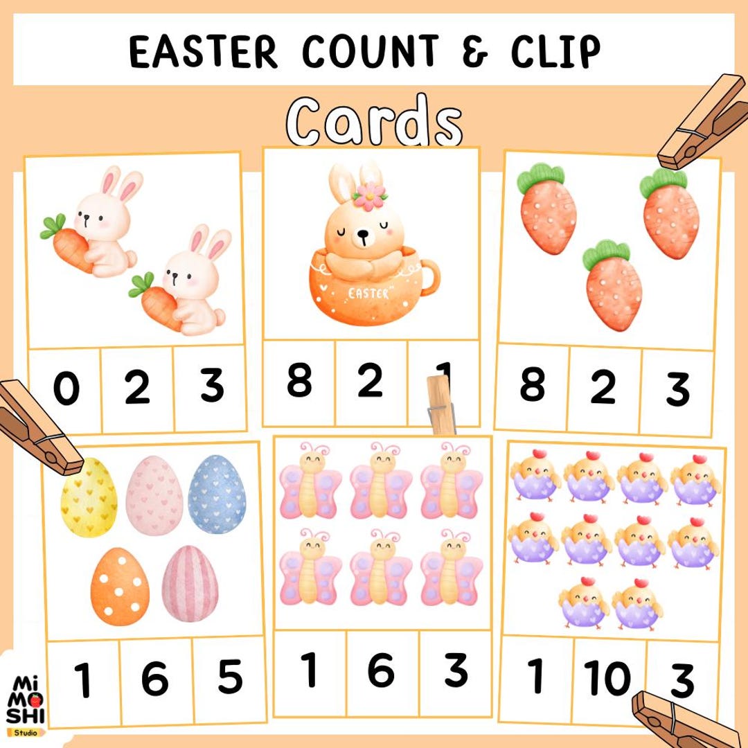 Easter Count & Clip Cards Printable | Math Counting Activity for ...