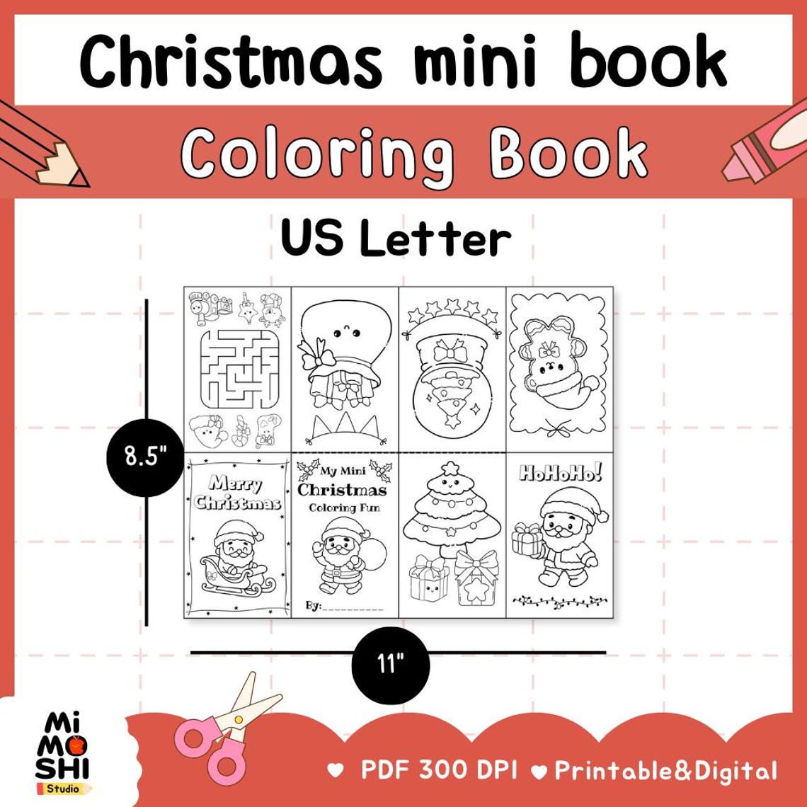 Mini Christmas Coloring Book | Printable Holiday Coloring ,santa Maze ...