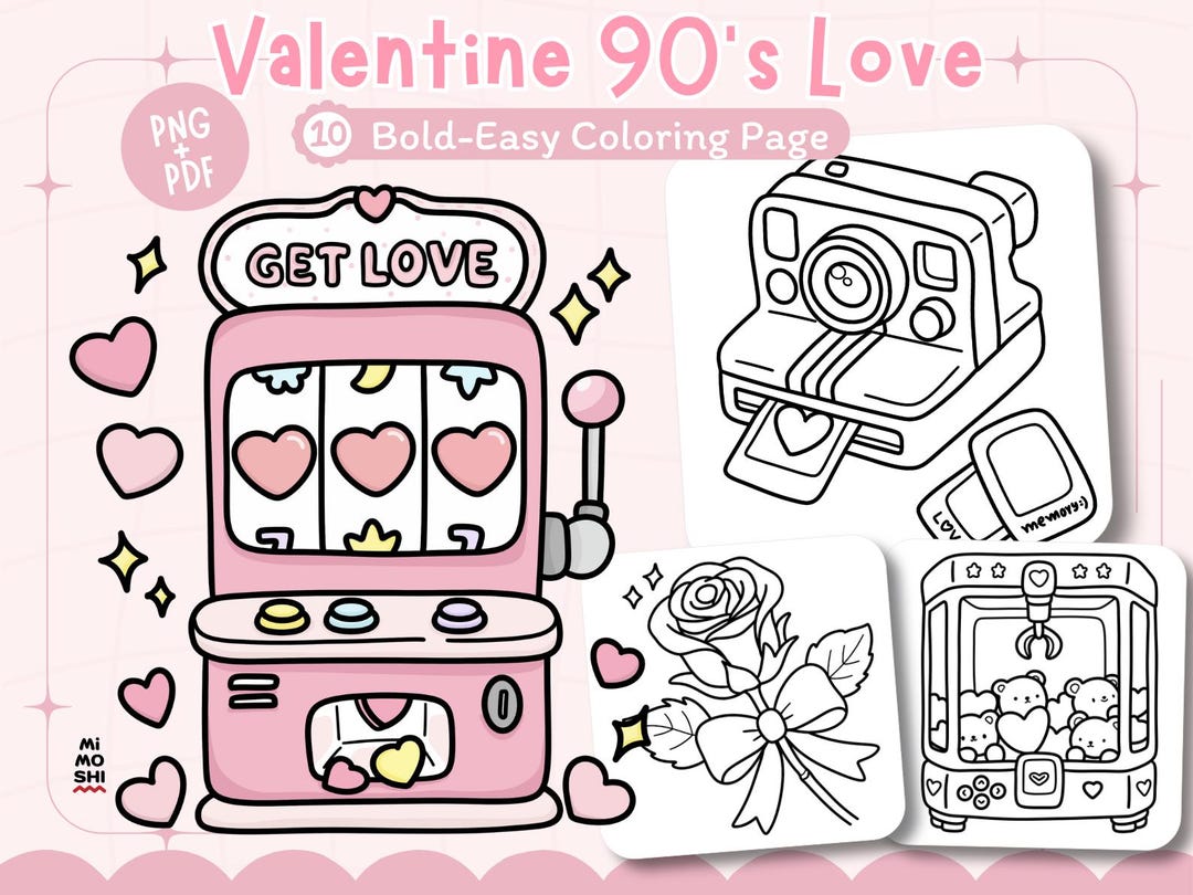 Valentine 90's Love Coloring Pages | Bold and Easy Coloring Book ...