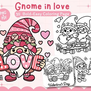 Gnome in Love Coloring Pages | Bold and Easy Coloring Book ...