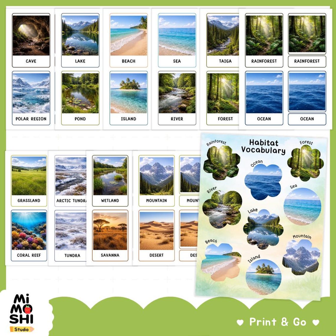 Habitat Vocabulary Flashcards Printable Learning Cards for Kids ...