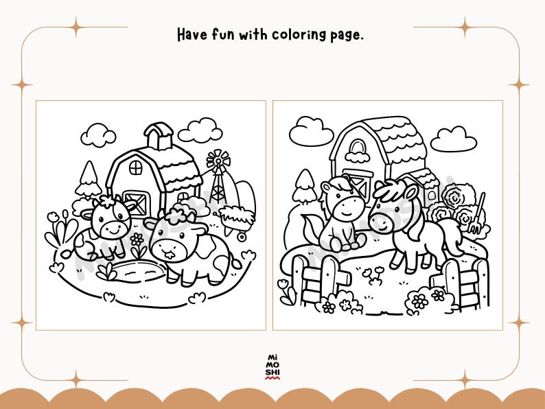 Comfy Farm Coloring Pages | Bold and Easy ,cozy Farm ,cute Farm Animals ...