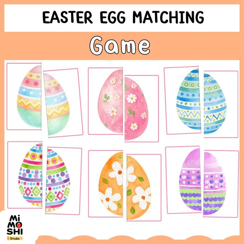 Easter Egg Matching Game Printable, Cut and Match Activity, Preschool ...