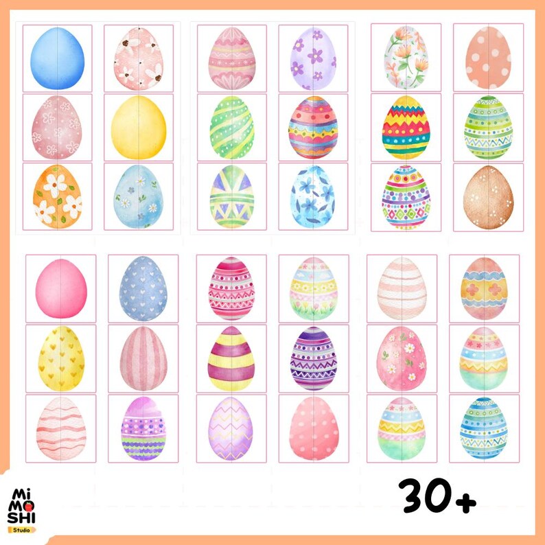 Easter Egg Matching Game Printable, Cut and Match Activity, Preschool ...