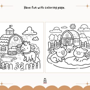 Comfy Farm Coloring Pages | Bold and Easy ,cozy Farm ,cute Farm Animals ...