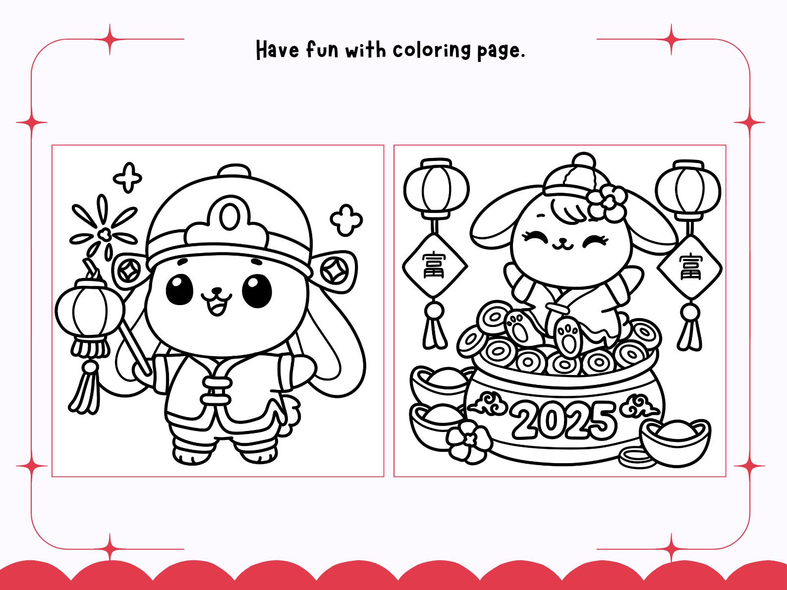 Chinese New Year Coloring Pages | Bold and Easy Coloring Book | Png ...