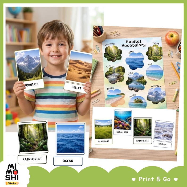 Habitat Vocabulary Flashcards Printable Learning Cards for Kids ...