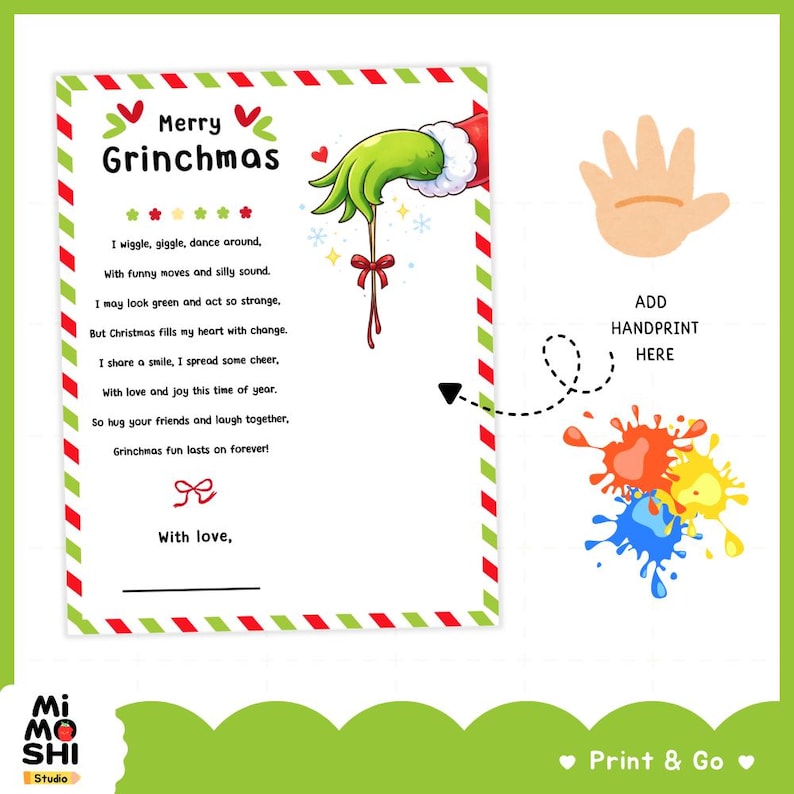 Christmas Handprint Craft – Merry Grinchmas Printable Poem Keepsake ...