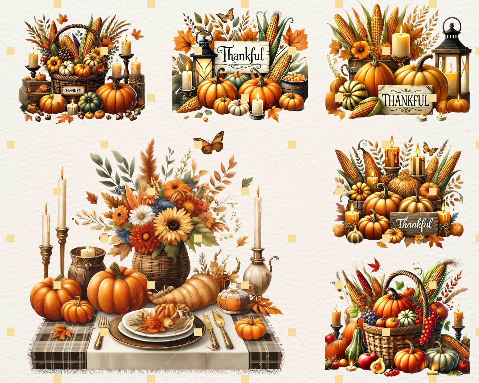 Fall Thanksgiving Clipart PNG Bundle ,autumn Harvest , Printable ...