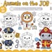 Animals on the Job Coloring Pages: Bold & Easy (PNG + PDF) - Etsy
