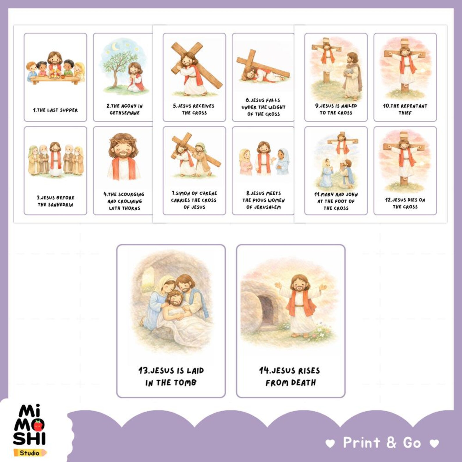 Stations of the Cross Flashcards | Lent & Easter Christian Printable ...