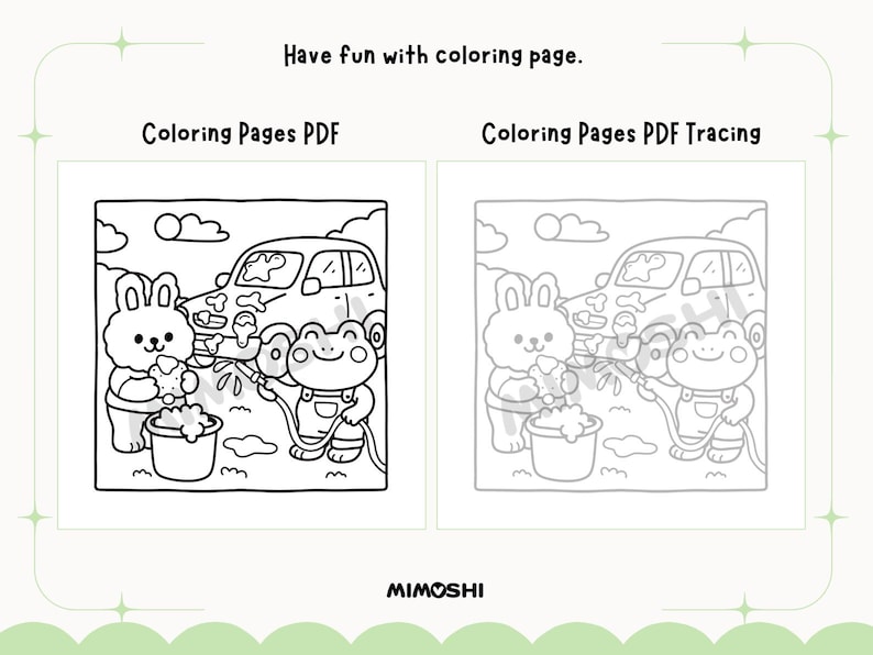 Cute Bunny and Frog Coloring Page – Kawaii Boba Tea Friends – Printable ...