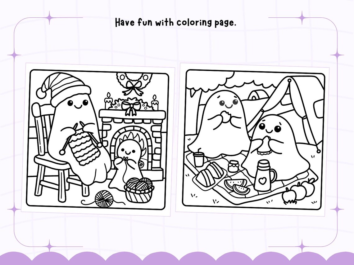 Cozy Cute Ghost Halloween Coloring Pages PNG , Spooky ,cute and Creepy ...
