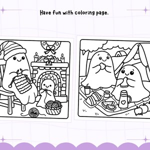 Cozy Cute Ghost Halloween Coloring Pages PNG , Spooky ,cute and Creepy ...