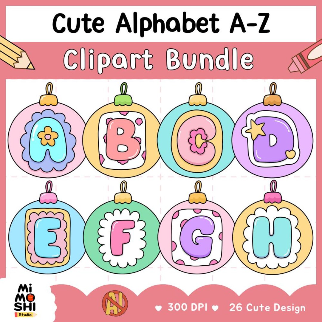 Alphabet Ornament Clipart Bundle: Color & B/W Letters, Classroom Crafts ...