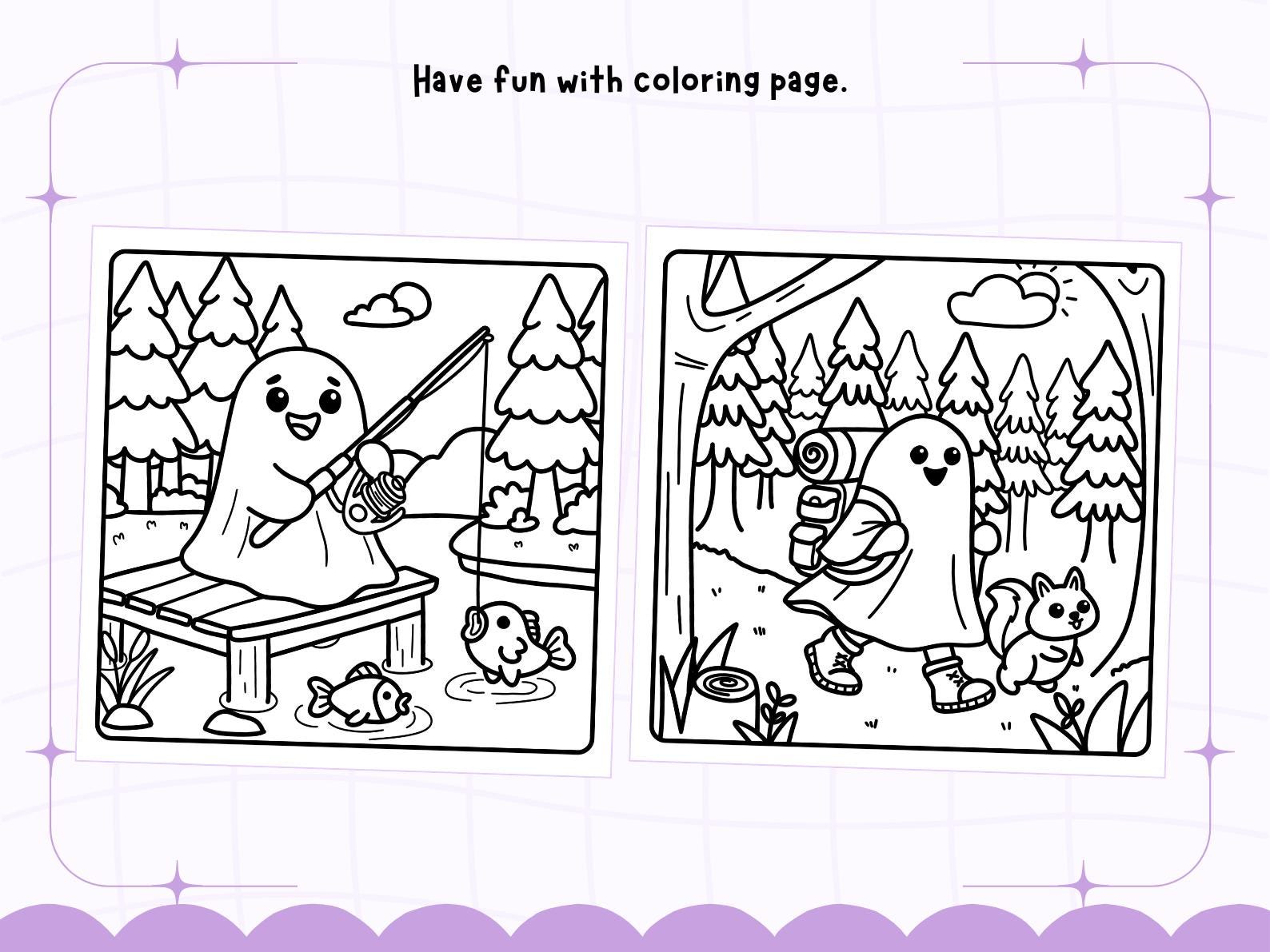 Cozy Cute Ghost Halloween Coloring Pages PNG , Spooky ,cute and Creepy ...