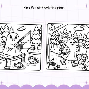 Cozy Cute Ghost Halloween Coloring Pages PNG , Spooky ,cute and Creepy ...