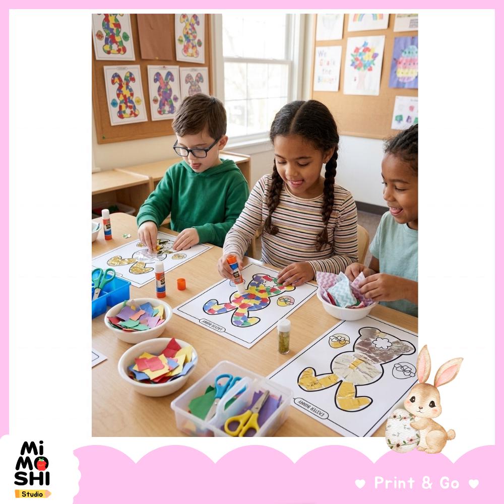 Easter Bunny Craft Printable | Tissue Paper Bunny Art Activity | Kids ...