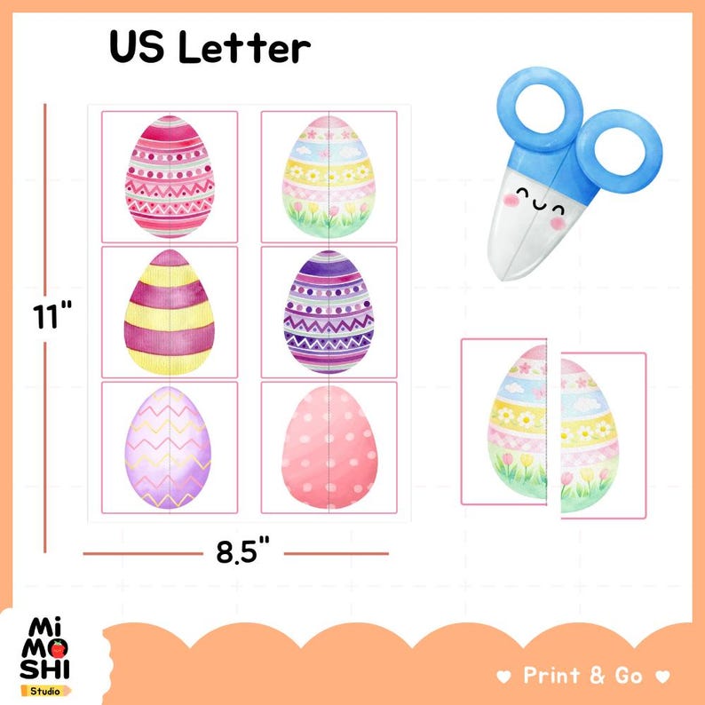 Easter Egg Matching Game Printable, Cut and Match Activity, Preschool ...