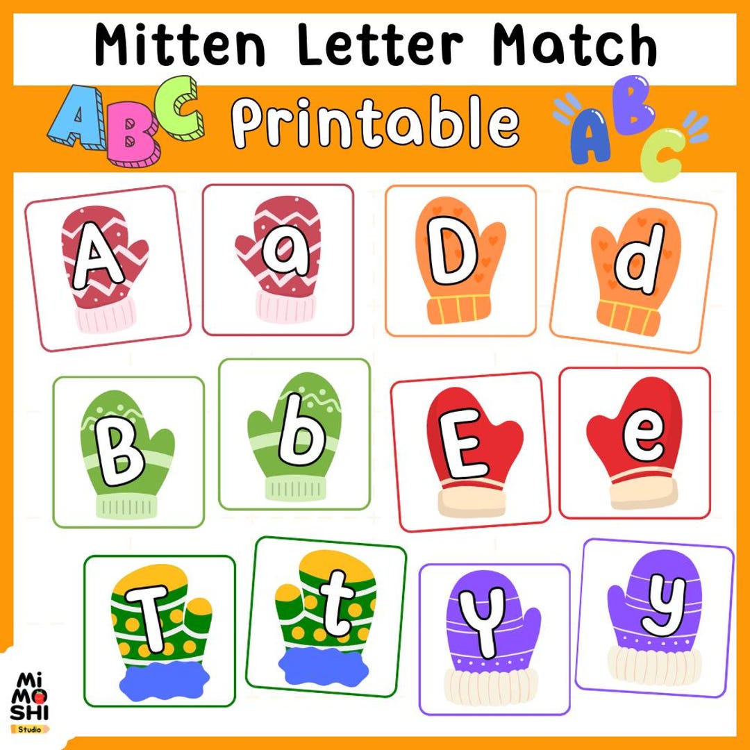 Mitten Letter Match ABC Printable | Uppercase and Lowercase Letter ...