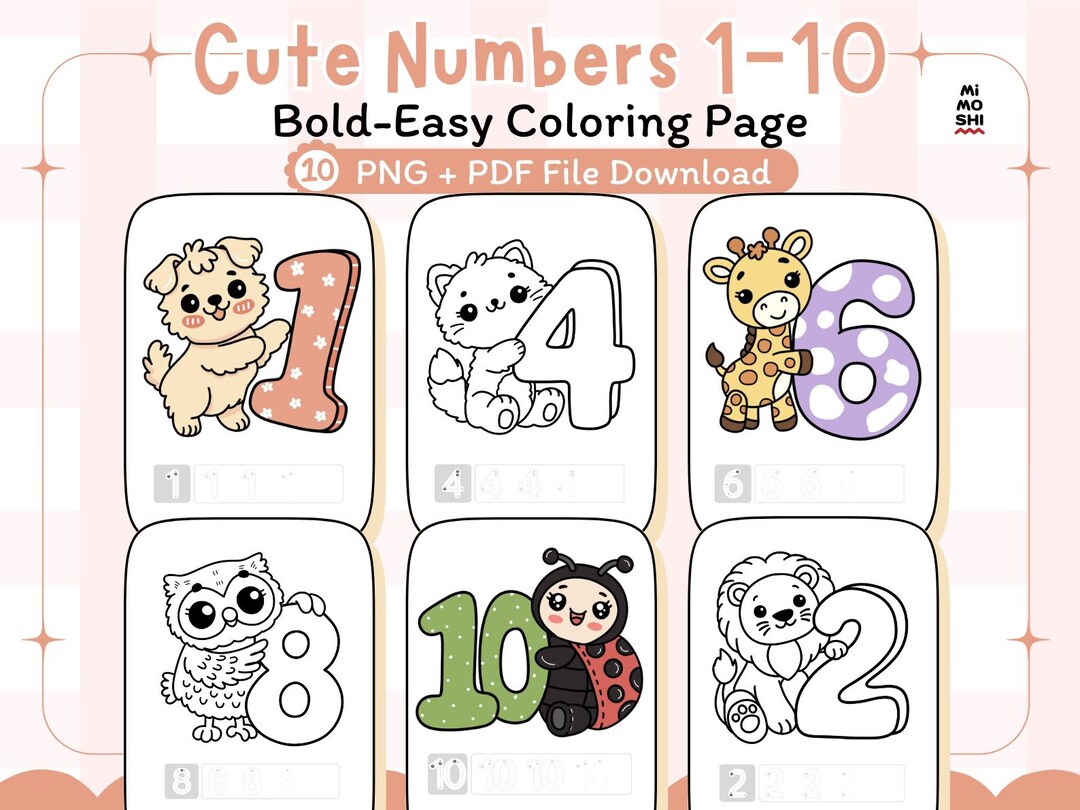 Cute Numbers 1-10 Coloring Pages | Bold and Easy ,preschool ...