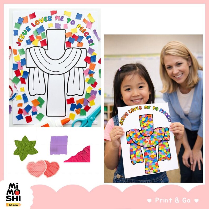 Jesus Loves Me to Pieces Craft Printable | Easter Cross Tissue Paper ...