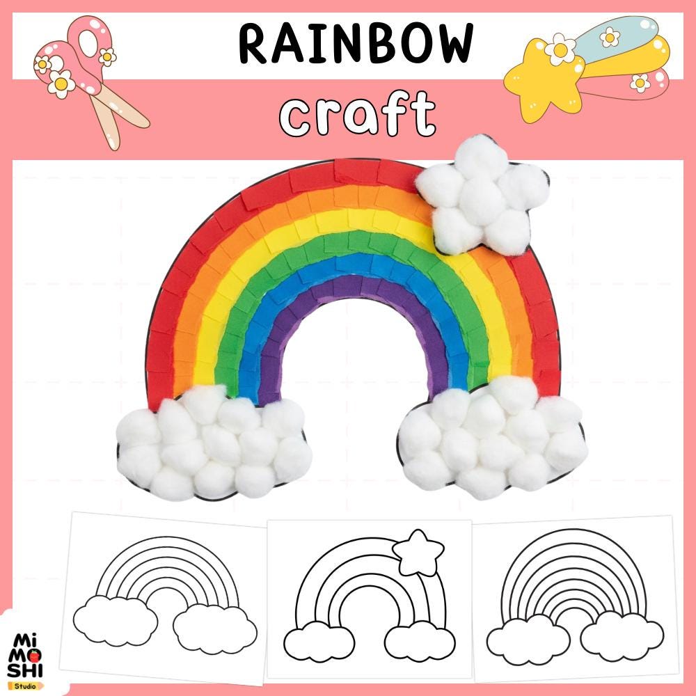 Rainbow Craft Printable | Tear and Paste Rainbow Activity | Fine Motor ...