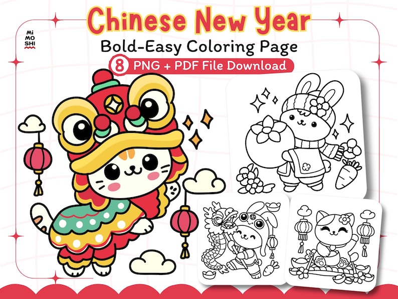 Chinese New Year Coloring Pages | Bold and Easy Coloring Book | Png ...