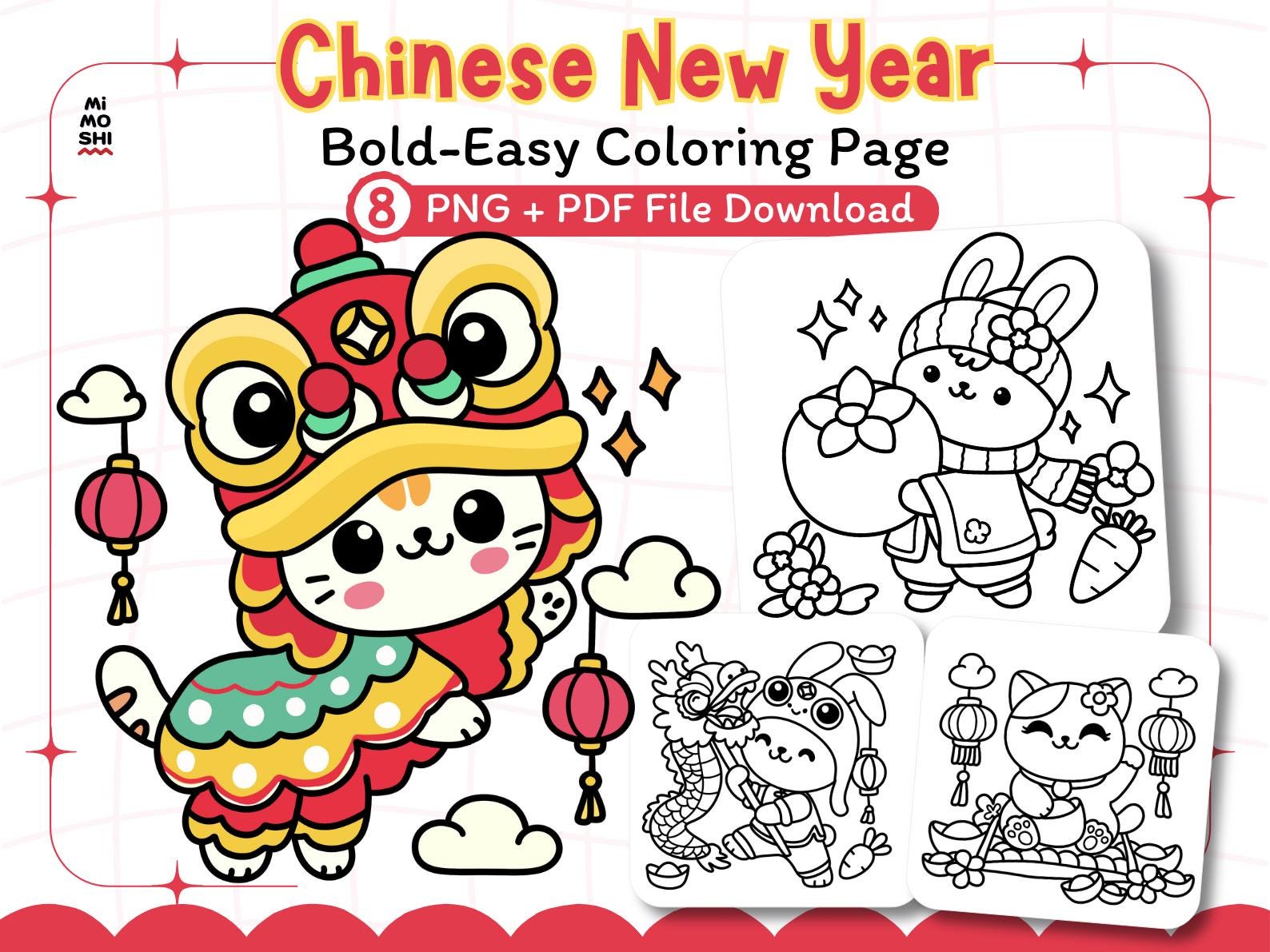 Chinese New Year Coloring Pages | Bold and Easy Coloring Book | Png ...