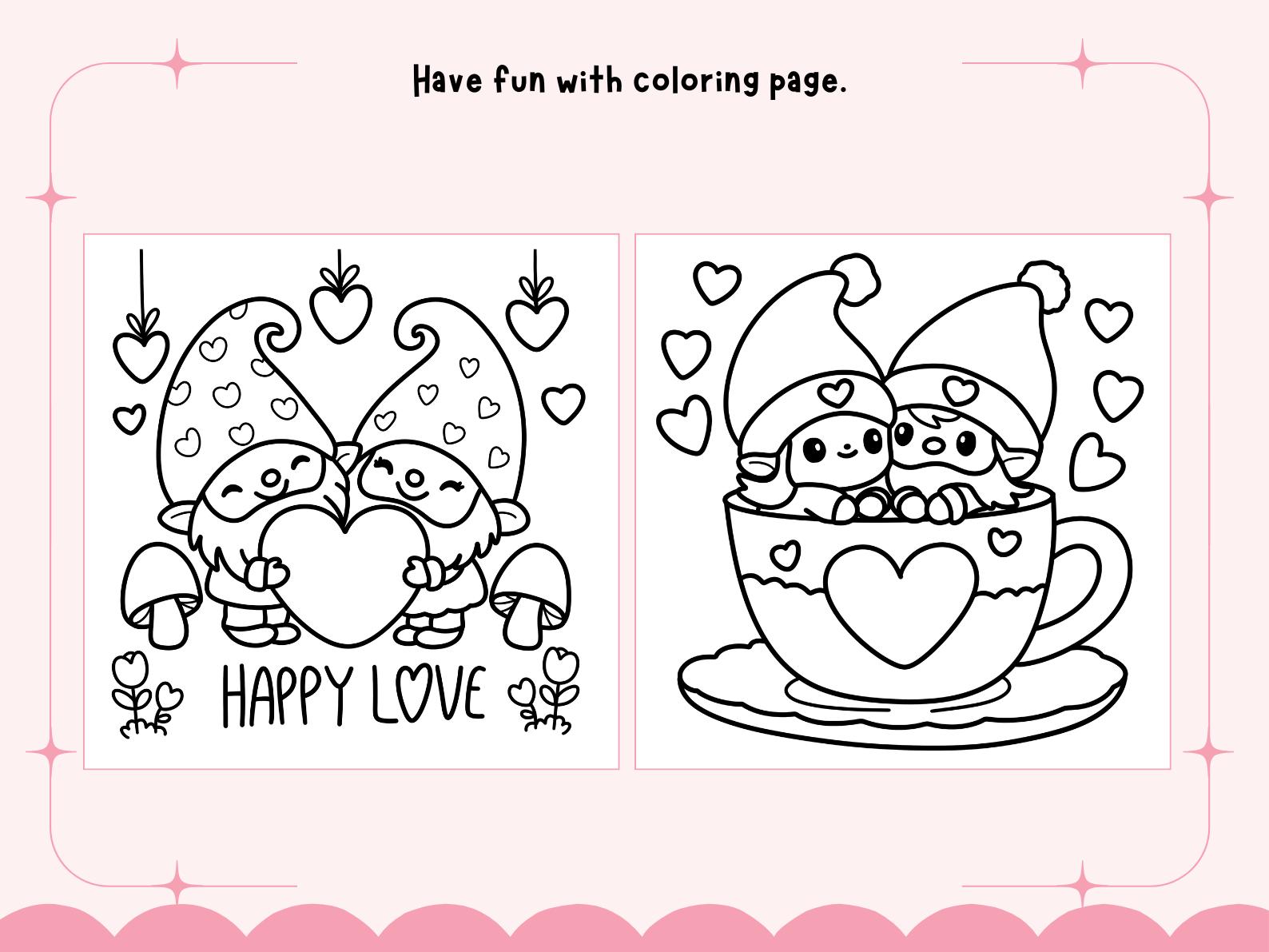 Gnome in Love Coloring Pages | Bold and Easy Coloring Book ...