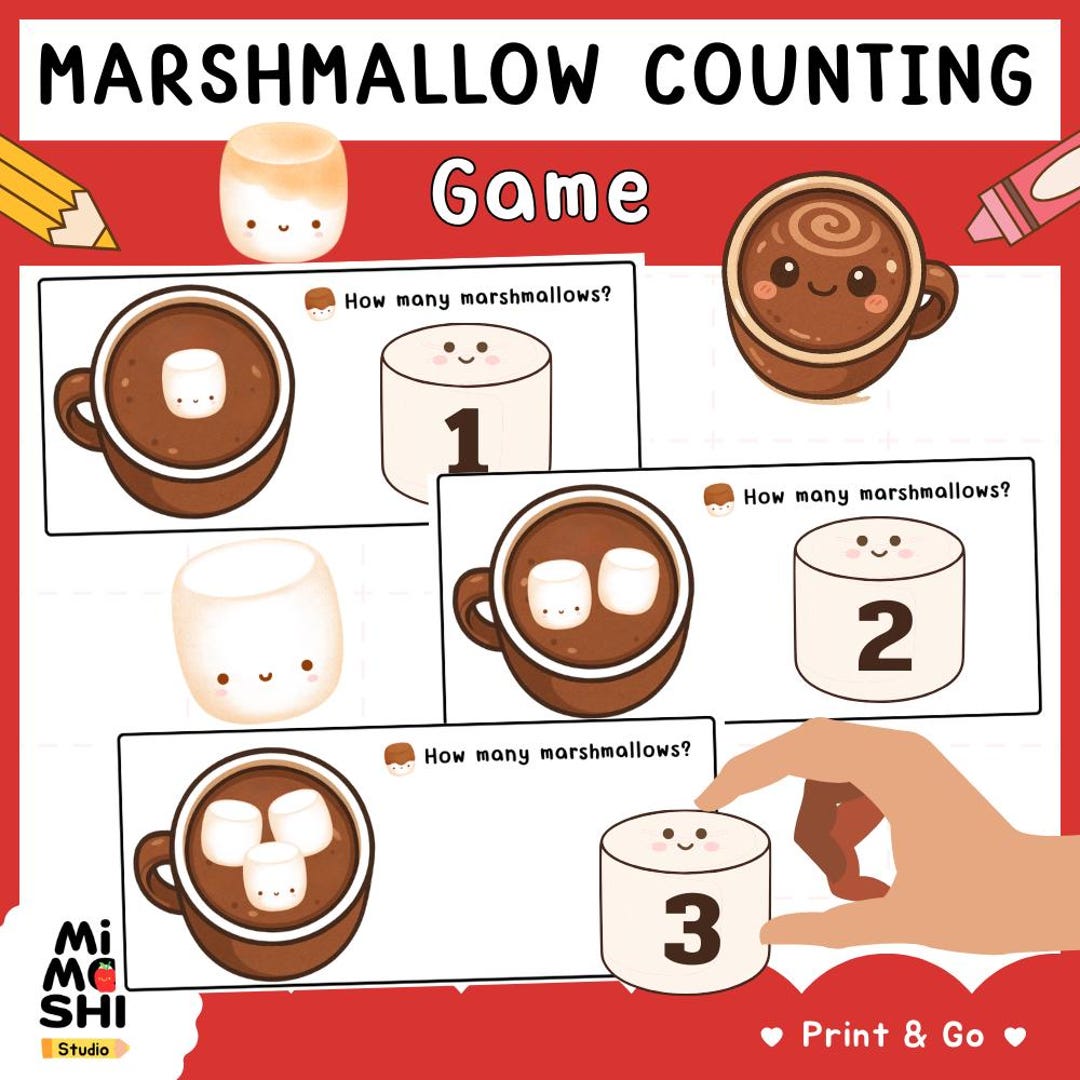 Marshmallow Counting Game | Cut and Paste Math Activity for Preschool ...