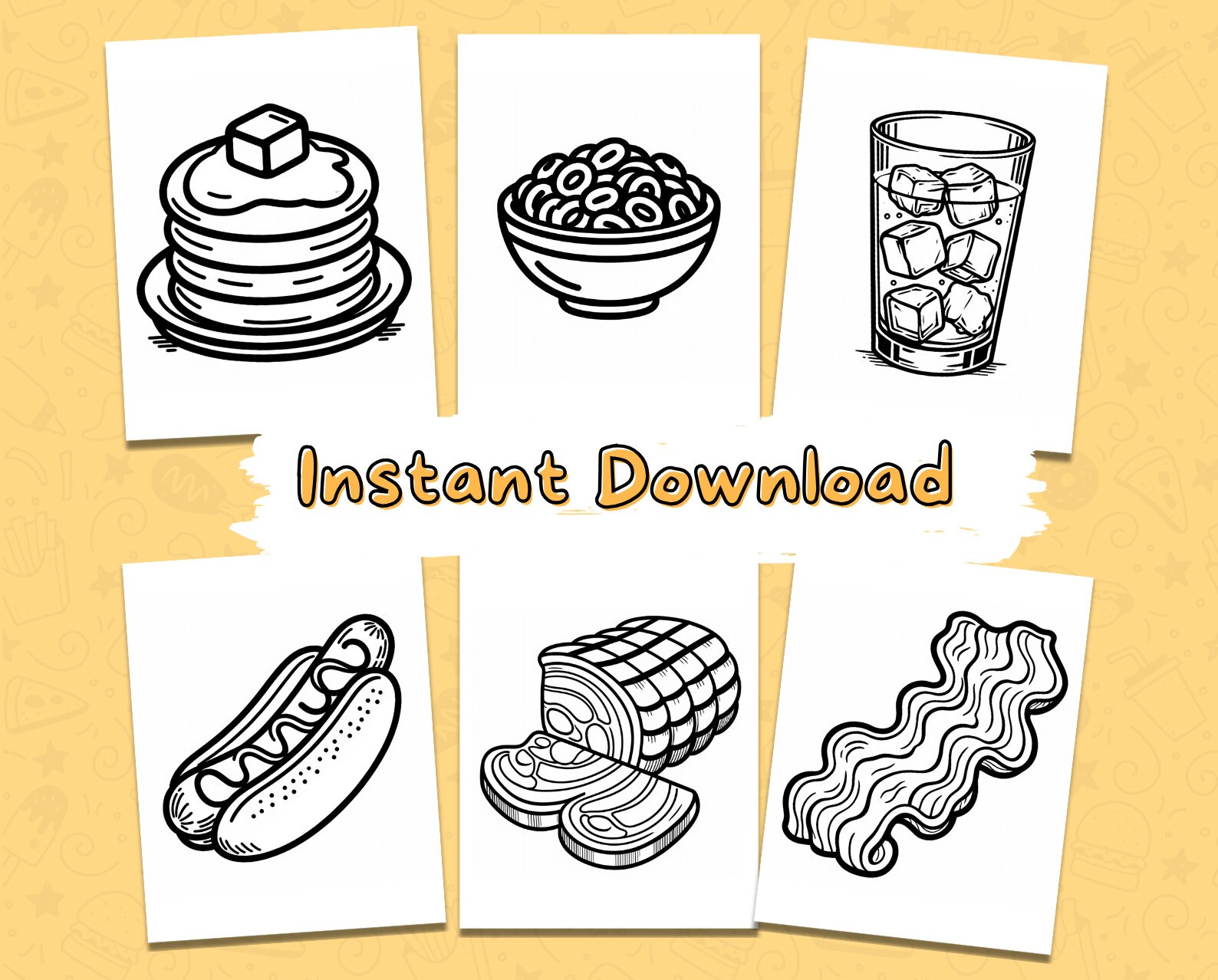 Food & Drink Coloring Pages: 30 Bold, Easy Designs (printable PDF) - Etsy