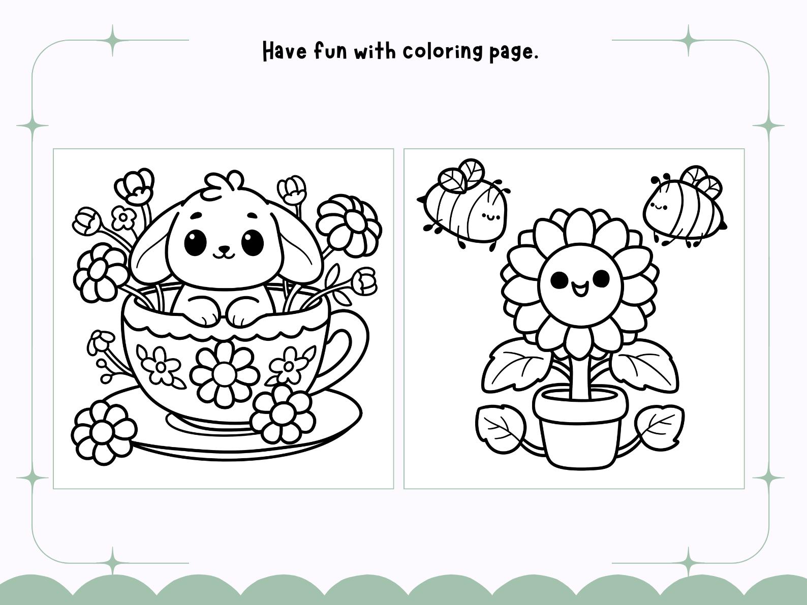 Cute Animal Pot Plant Coloring Pages | Bold and Easy Coloring Book ...