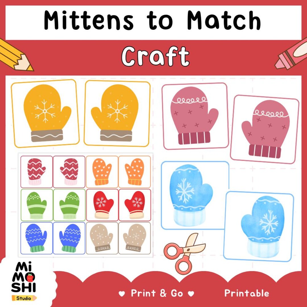 Printable Winter Mittens Craft | Match the Mittens | Hands-on Fine ...