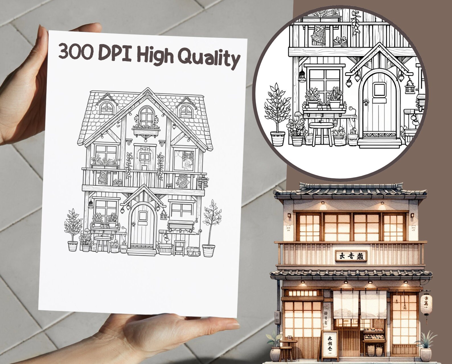 Storefronts Coloring Pages, Easy to Color,for Adults & Kids , Printable ...