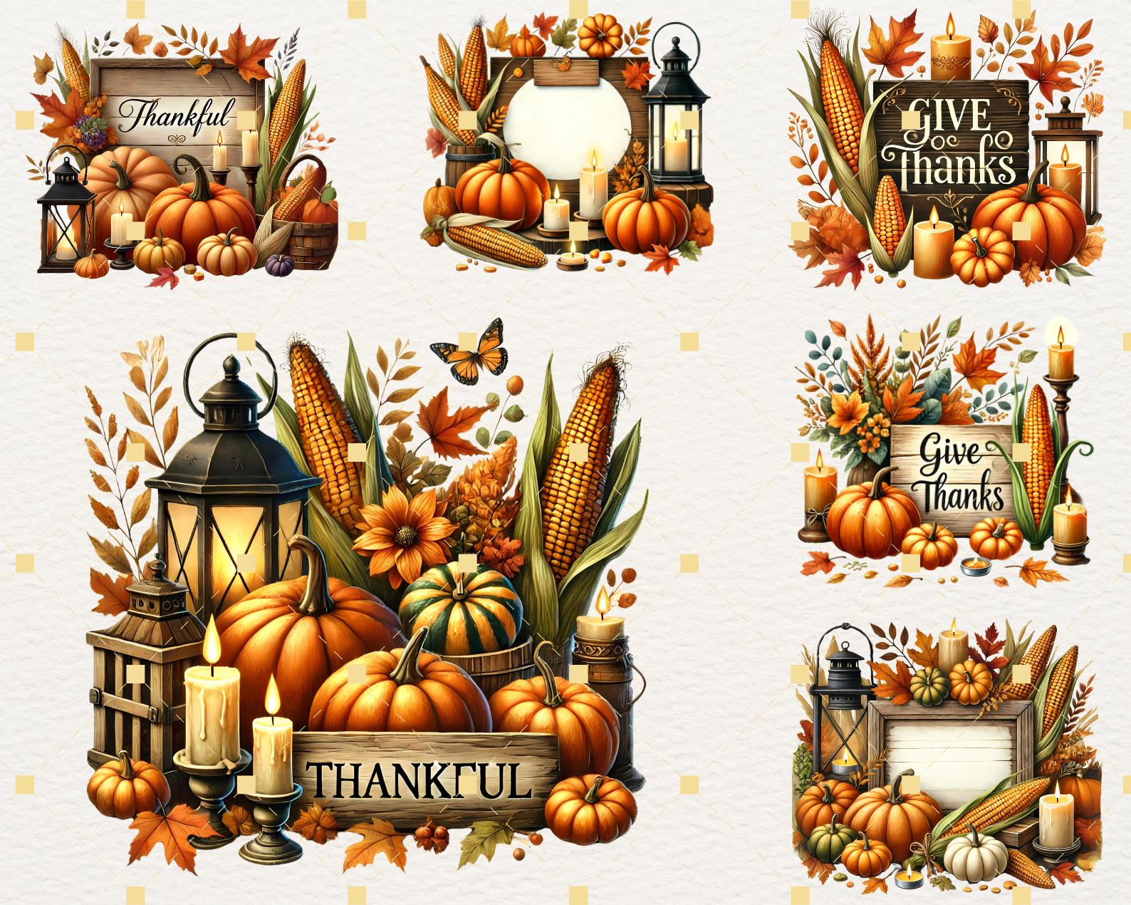 Fall Thanksgiving Clipart PNG Bundle ,autumn Harvest , Printable ...