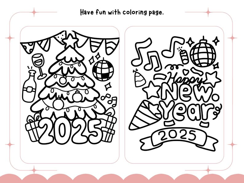 Happy New Year 2025 Coloring Pages | Bold and Easy Coloring Book, Year ...