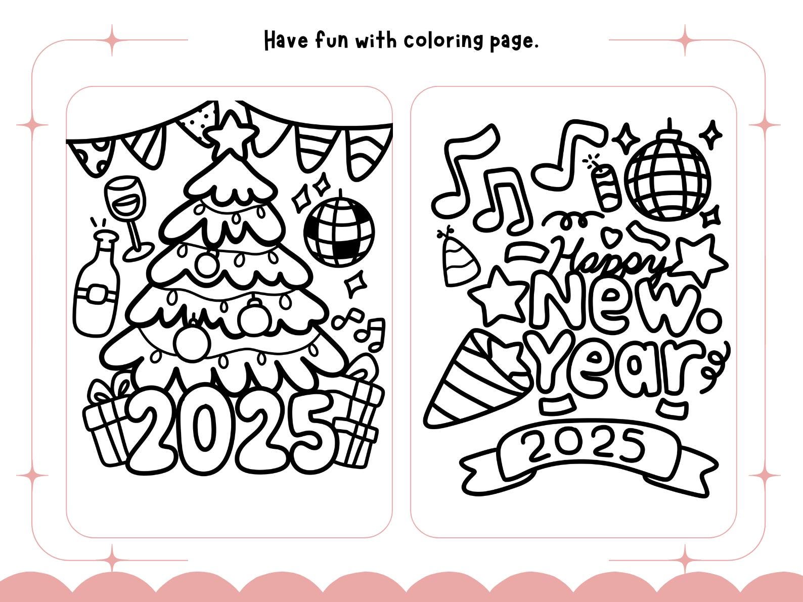 Happy New Year 2025 Coloring Pages | Bold and Easy Coloring Book, Year ...
