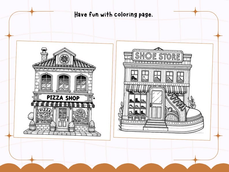Storefronts Coloring Pages, Easy to Color,for Adults & Kids , Printable ...