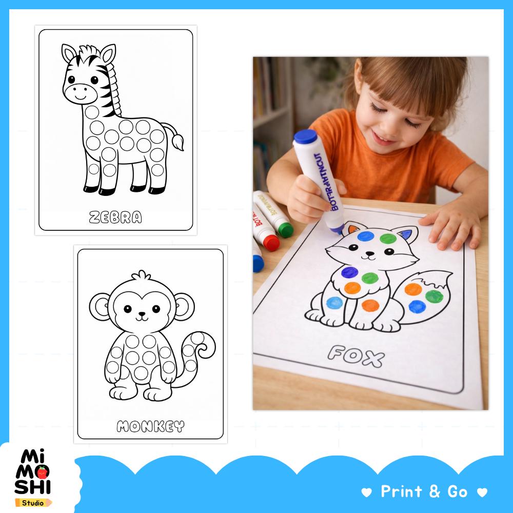 Animal Dot Marker Coloring Pages | Do a Dot Activity, Printable ...