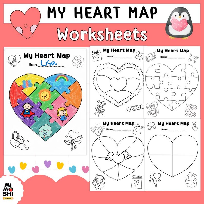 Heart Map Worksheets – Valentine's SEL Activity for Kids (printable) - Etsy