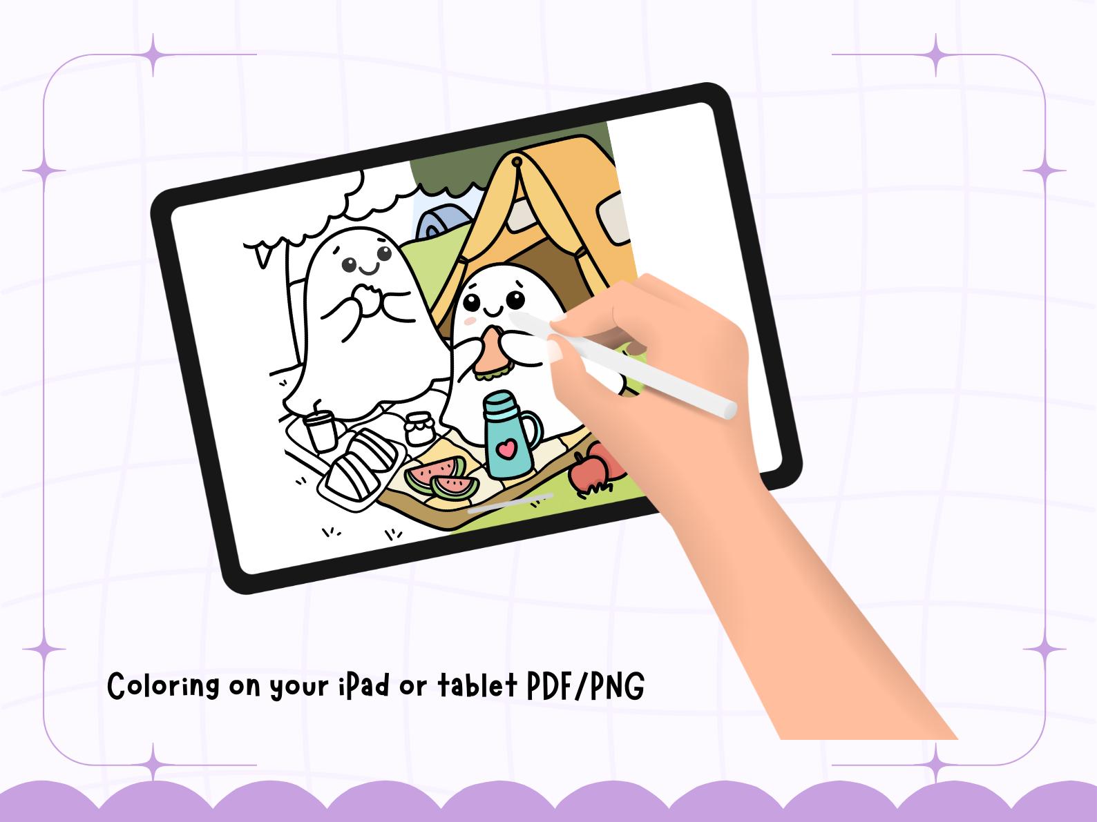 Cozy Cute Ghost Halloween Coloring Pages PNG , Spooky ,cute and Creepy ...