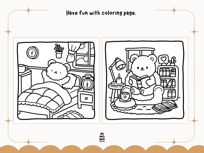 Cozy Bear Coloring Pages: 10 Bold & Easy Designs (PNG + PDF) - Etsy