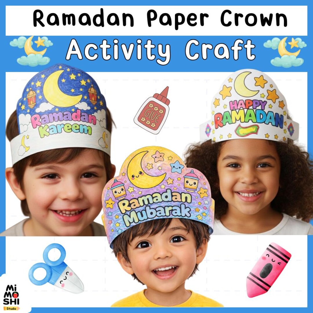 Ramadan Paper Crown Craft | Islamic Coloring Headband | Preschool Cut ...