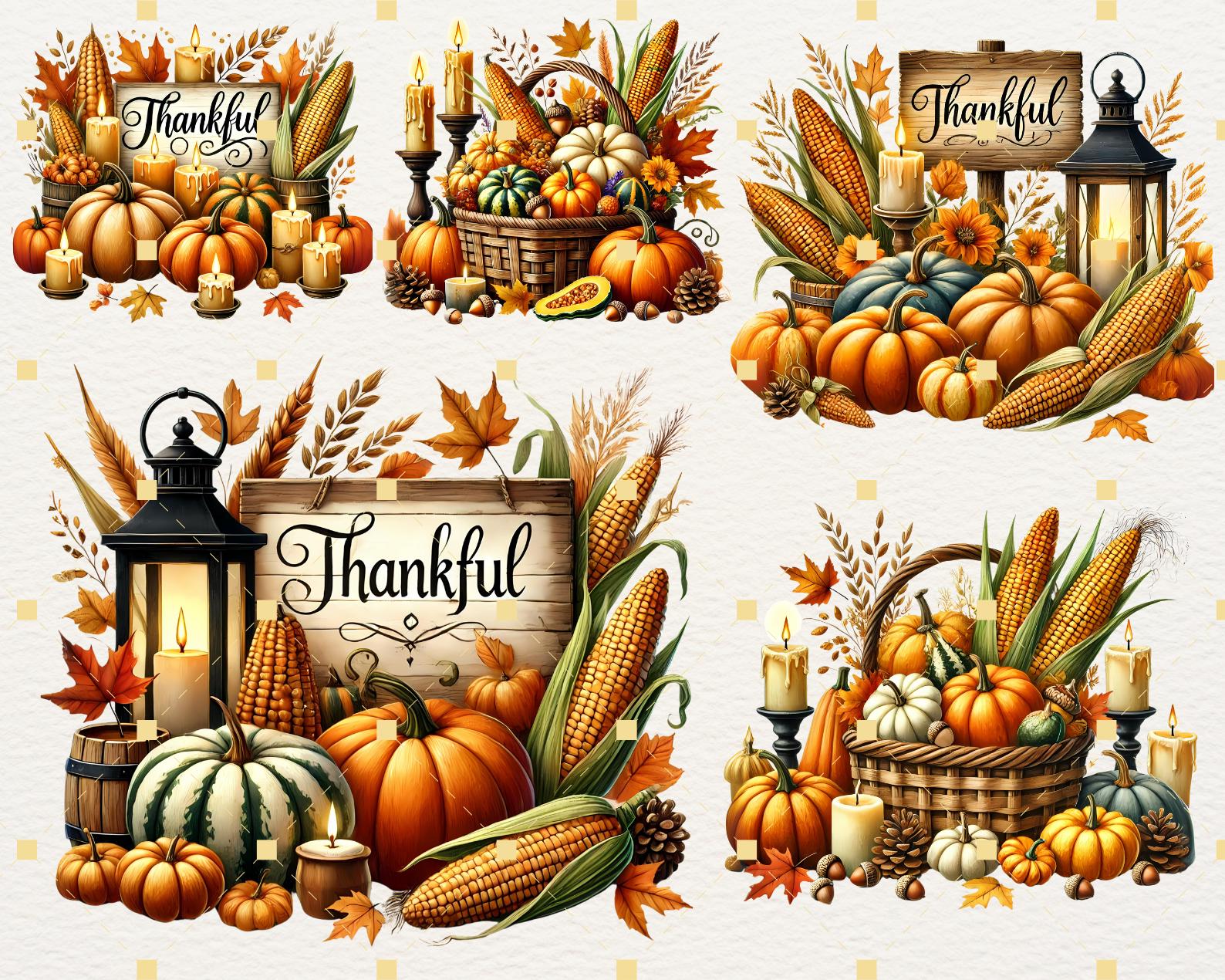 Fall Thanksgiving Clipart PNG Bundle ,autumn Harvest , Printable ...