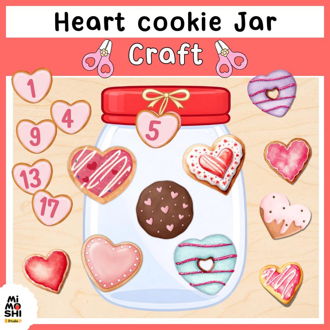 Heart Cookie Jar Craft – Valentine Number Matching Activity Counting ...